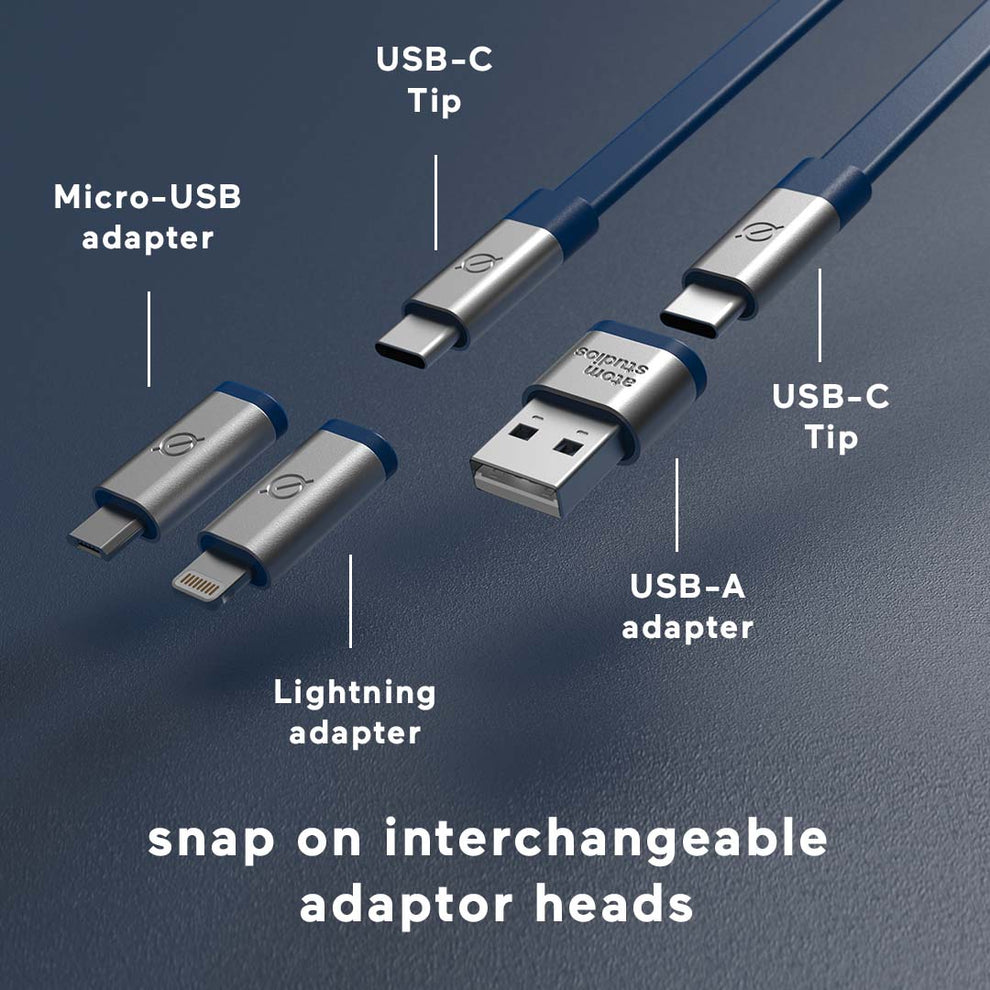 ATOM STUDIOS Fast Charge Flat Universal USB-C cable 1.8m (Nitrogen Blu ...